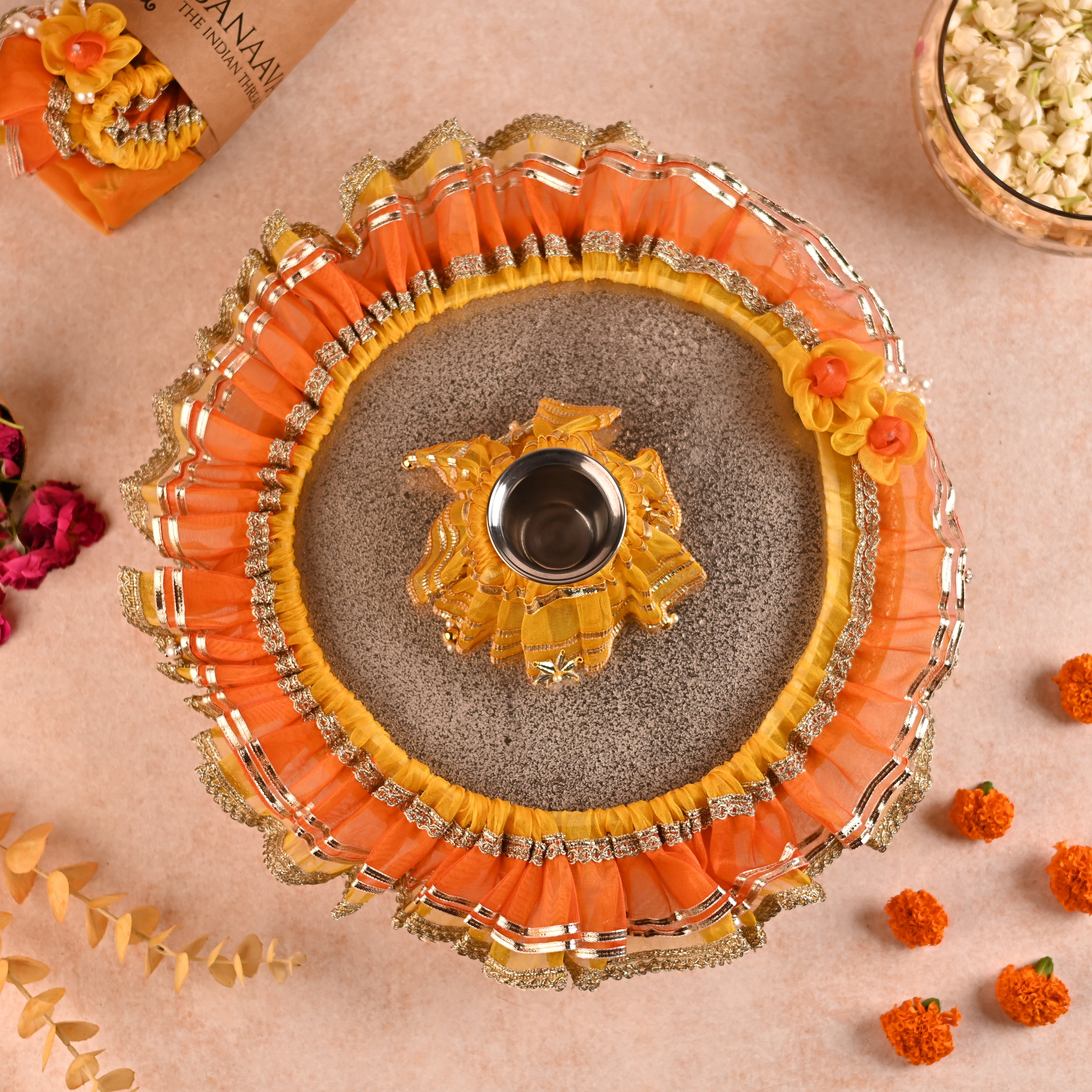 DIY Thaal Decor Set - Set of 3 (Thaal Fryll, Kalash Fryll, Thaal Posh ...