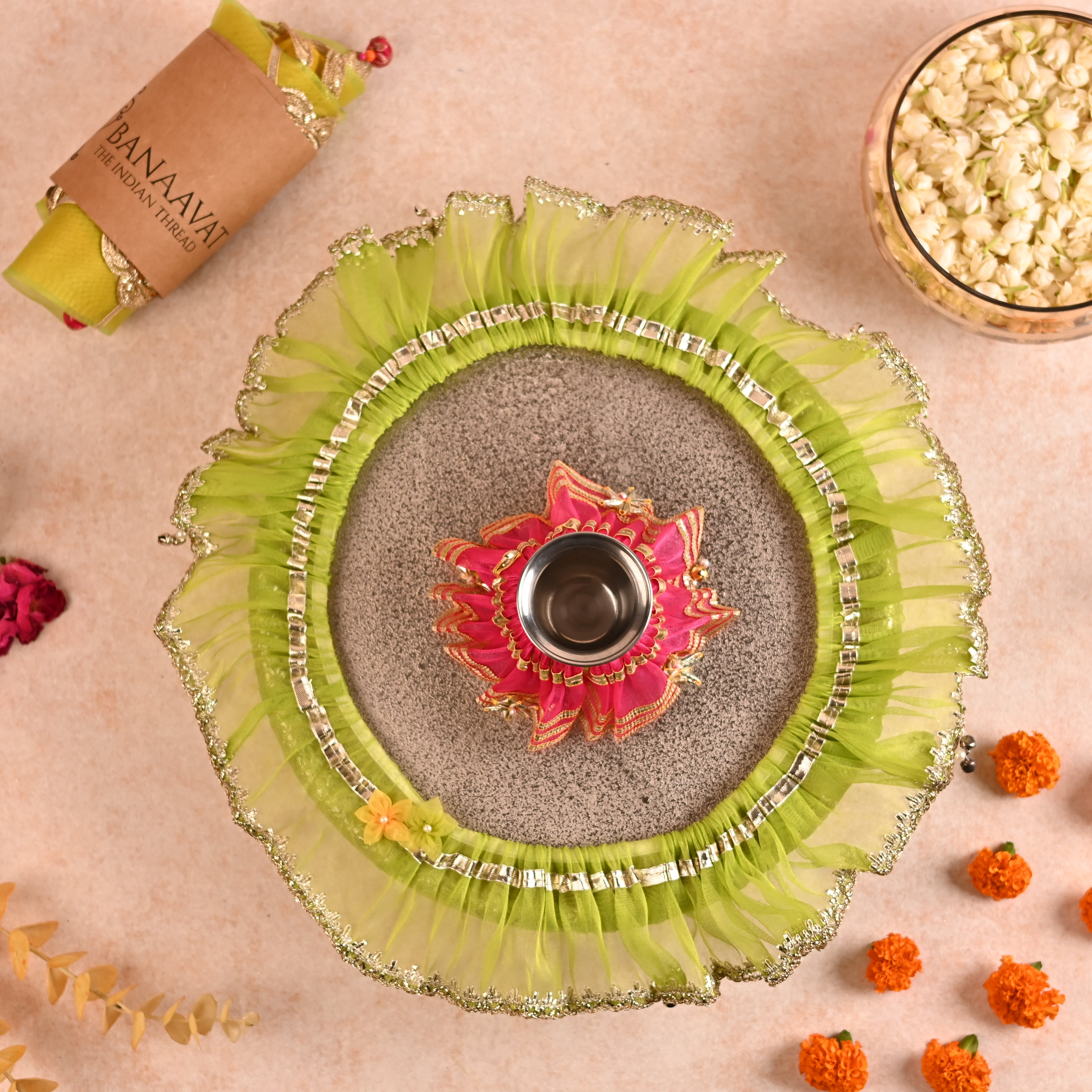 DIY Thaal Decor Set - Set of 3 (Thaal Fryll, Kalash Fryll, Thaal Posh ...